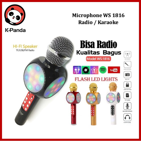 Jual Portable Bluetooth Wireless WS1816 Microphone Speaker Karaoke KTV MIC KARAOKE mp4 | Shopee ...