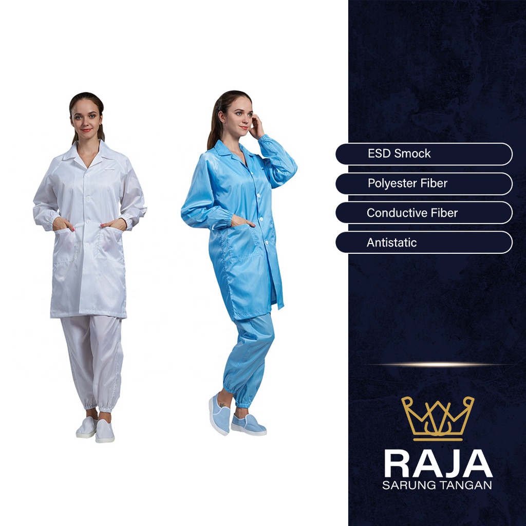 Jual Baju Antistatik Jas Lab / ESD Smock Blue White | Shopee Indonesia