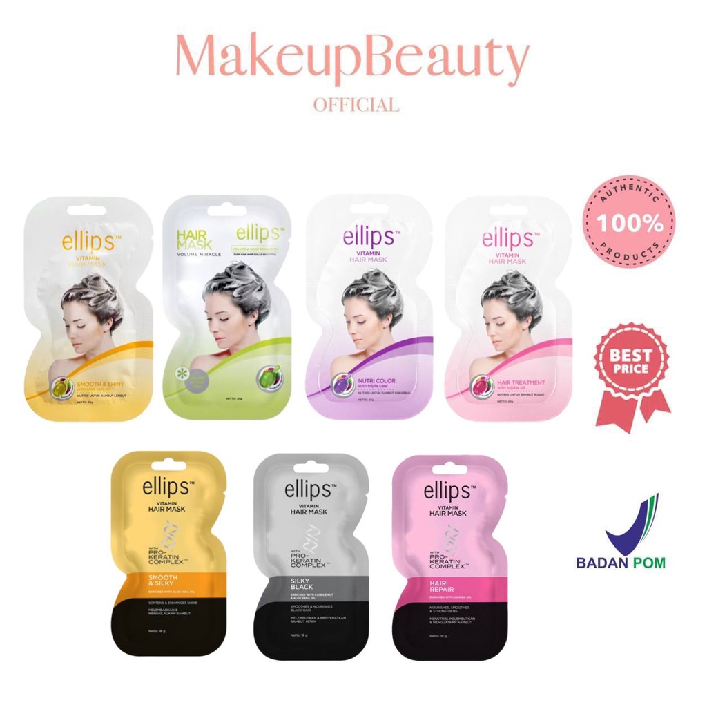 Jual ELLIPS Vitamin Hair Mask Sachet 20gr | With Pro Keratin Sachet ...