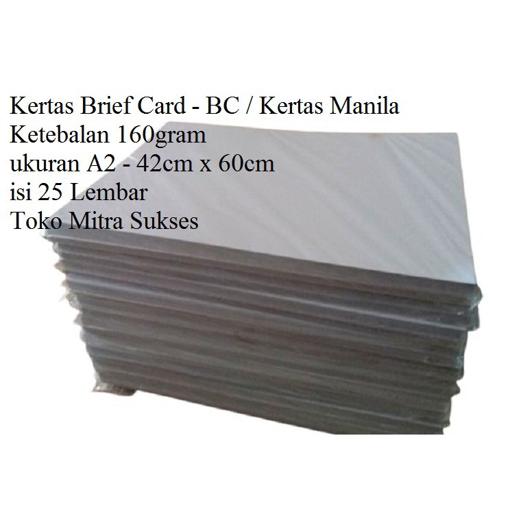 Jual 25 Lembar Kertas Brief Card - BC - Kertas Manila 160gram A2 ...