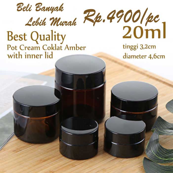 Jual Pot Cream 20ml Pot Krim 20 ml Pot Kosmetik 20 gram Jar Kaca Amber ...