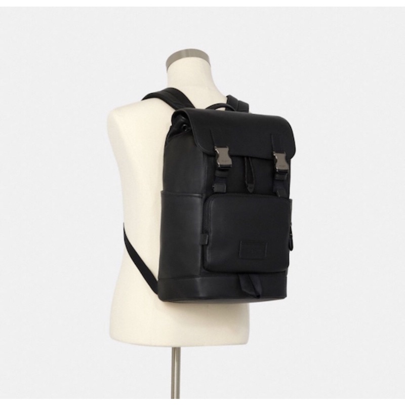 Jual Coach Track Backpack In Full Black Leather Original | Shopee Indonesia