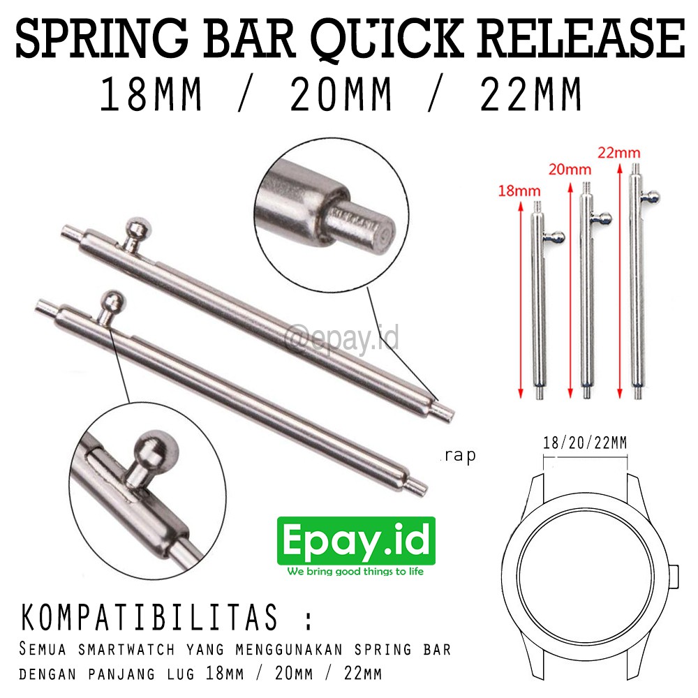 Jual QUICK RELEASE 18 20 22 mm Spring Bar Pin Smartwatch Strap Jam ...