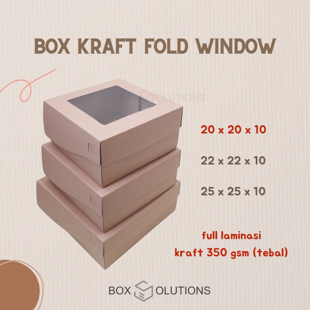 Jual [isi 10] dus / box kue kraft fold window 20x20x10 cm TEBAL ...