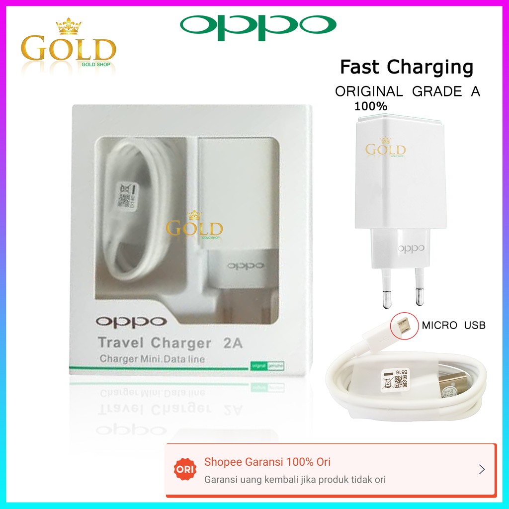 Jual Charger Oppo Original 100% Fast Charging 2A / Support Oppo F7 F5 ...