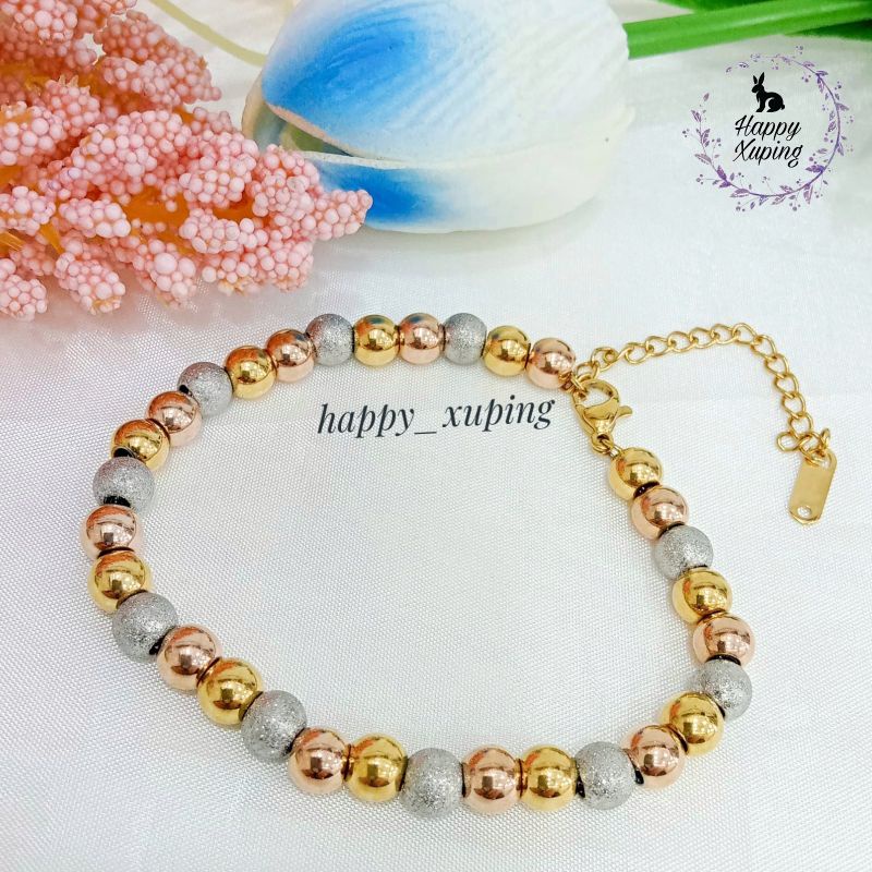 Jual GELANG TANGAN TITANIUM - MODEL BIJI LADA - LAPIS EMAS - MODEL ...