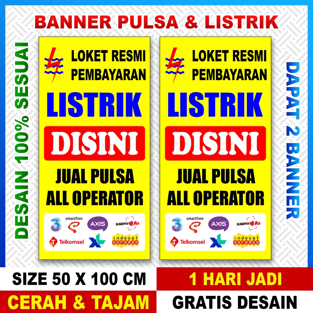 Jual SPANDUK BANNER LOKET PLN PAKET 2 BANNER | Shopee Indonesia