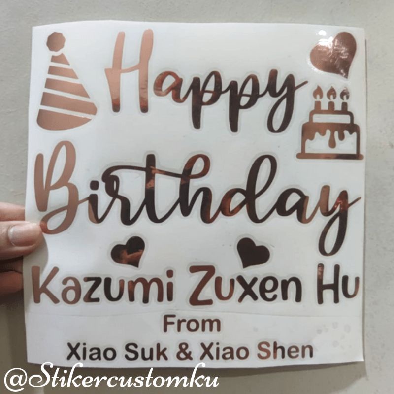 Jual Custom Stiker Balon PVC 18 inch Ukuran 20x20cm Warna Rose Gold ...