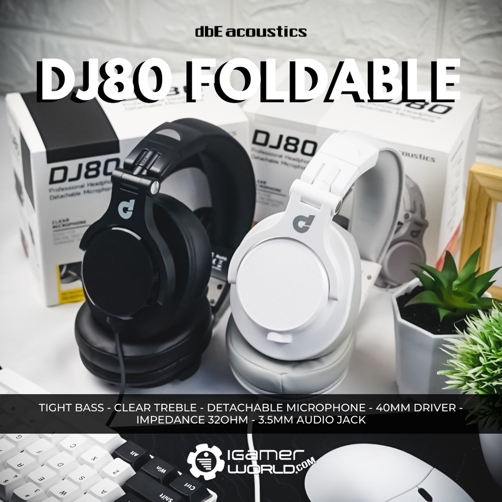 Jual dbE DJ80 Foldable DJ Headphone with Detachable Microphone | Shopee ...