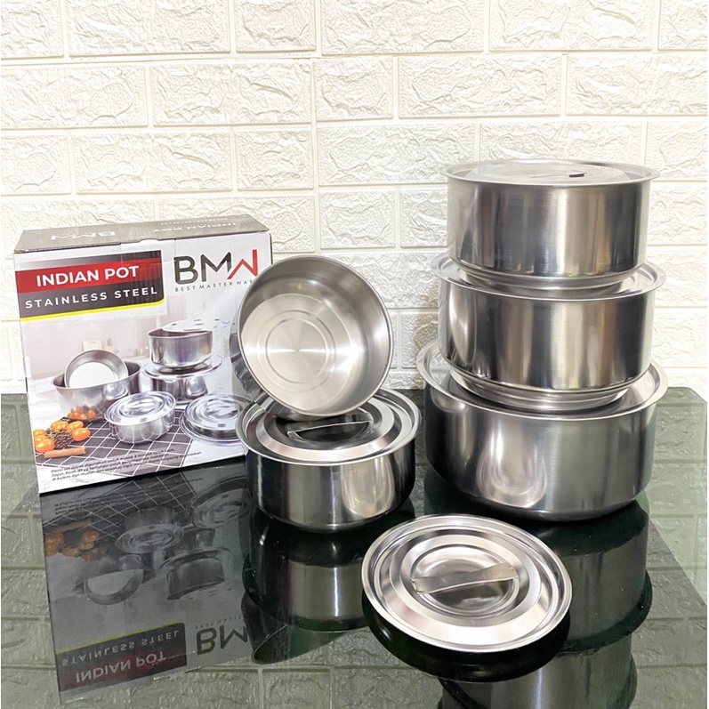Jual Panci beranak stainless 5 in 1 panci india - Panci set 5 Susun BMW ...