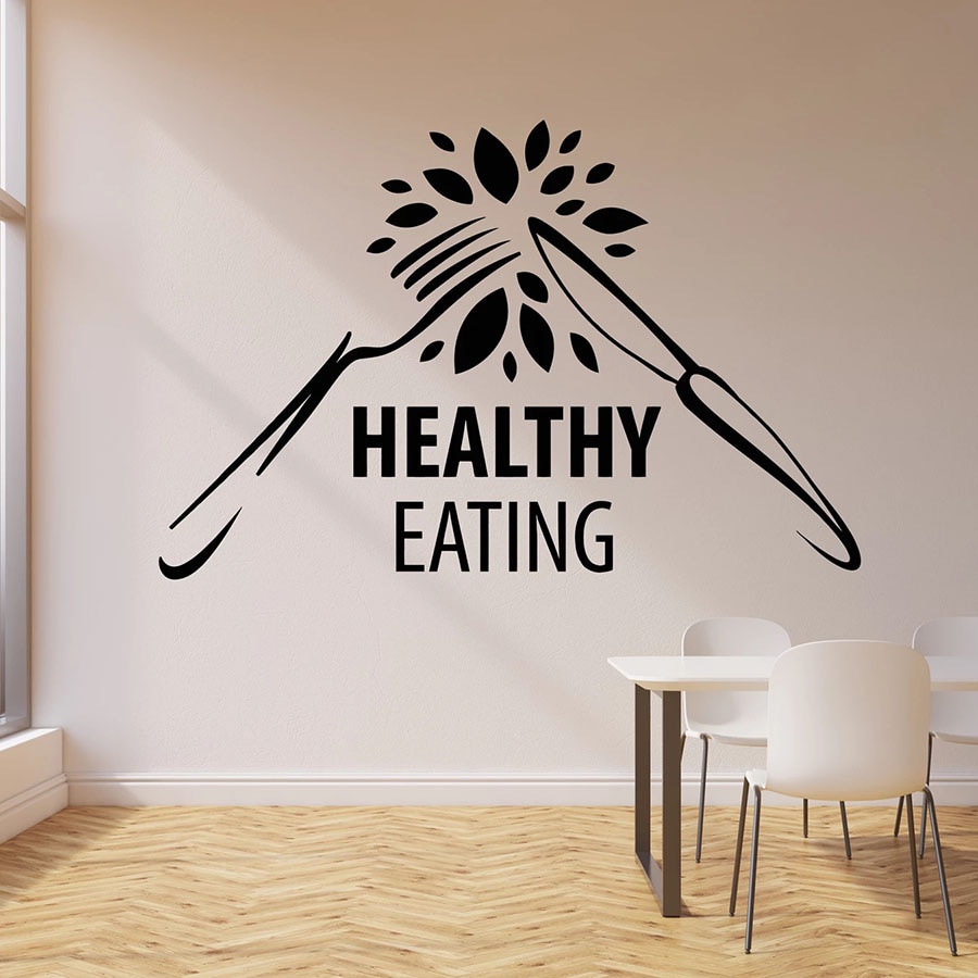 Jual Stiker Dinding Dapur Wall Decal Diet Nutrition Healthy Eating Fork ...