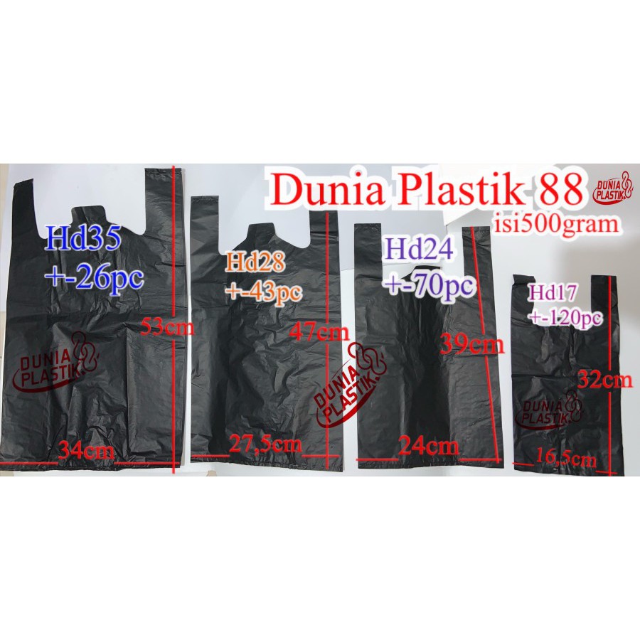 Jual isi -+500gram HD17 HD24 HD28 HD35 HD HITAM TEBAL kantong plastik kresek tenteng hitam tebal ...