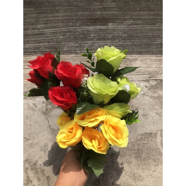 Jual BUNGA Mawar X5 Bunga Tangan Wedding Plastik Buatan Hiasan Dekorasi ...