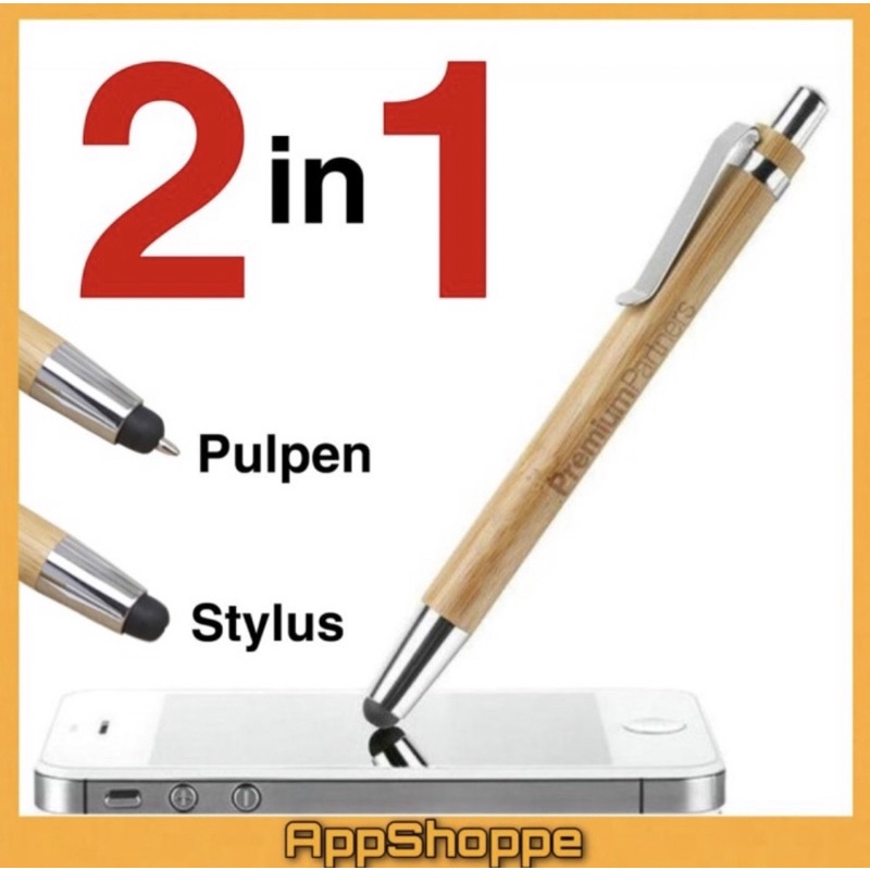 Jual STYLUS PULPEN 2in1 Motif Kayu Bambu Ballpoint Pen Bamboo Wood ...