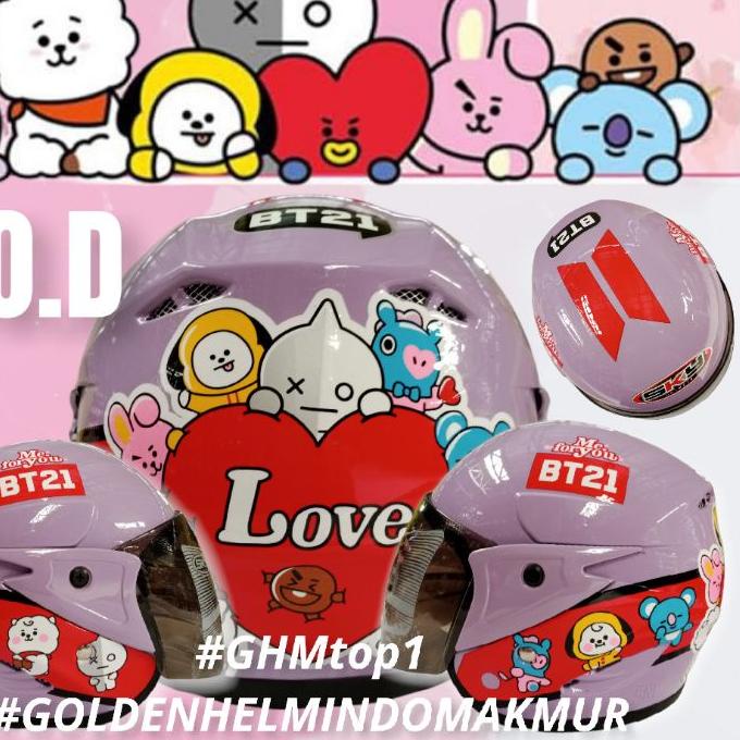 Jual Helm Anak Murah SKY usia 3 sampai 7 tahun Karakter BTS BT21 SNI ...