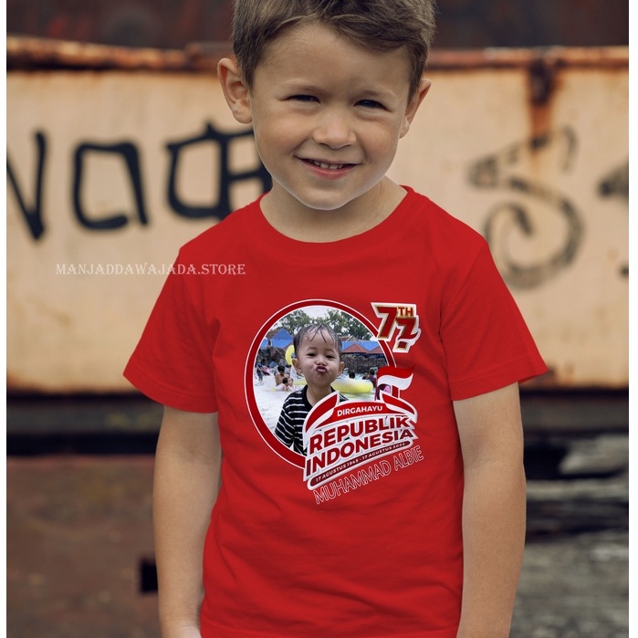 Jual Kaos Anak Hut Ri Ke 77 / Kaos Custom Kemerdekaan / Kaos Custom Anak 17 Agustusan Free Foto ...