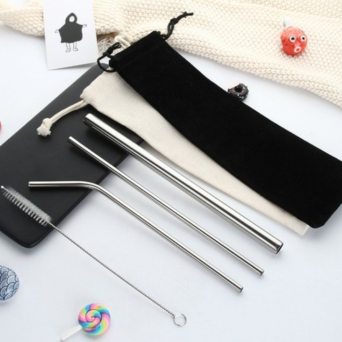Jual Sedotan Stainless Set 5 In 1 Free Pouch Reuseable Straw Pipet ...