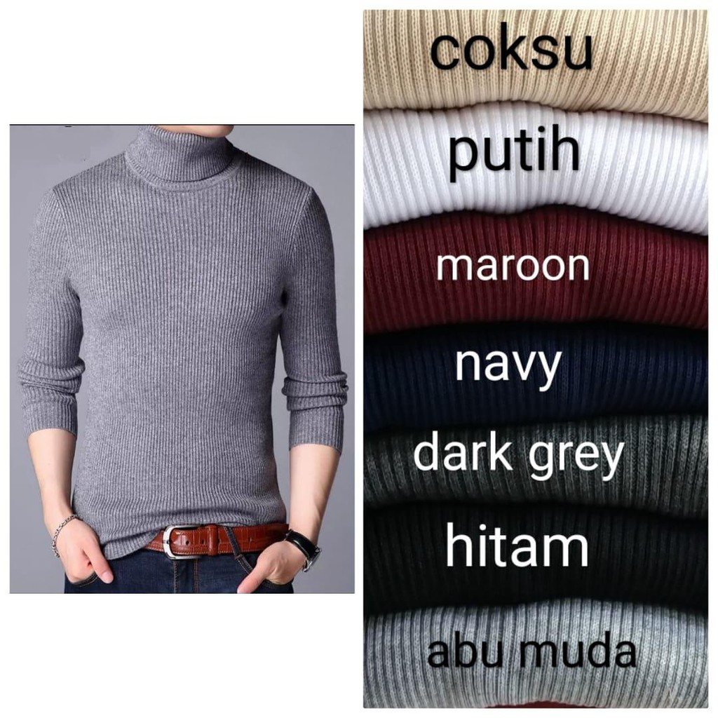 Jual Sweater Rajut Turtleneck Pria -Turtleneck Pria Sweater-Bisa COD ...