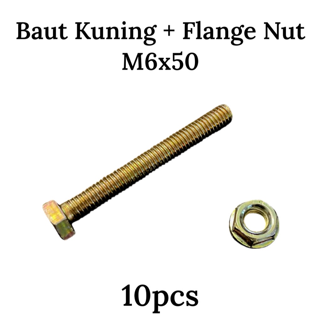 Jual BAUT MUR FLANGE NUT M6X50 10PCS AB465 | Shopee Indonesia
