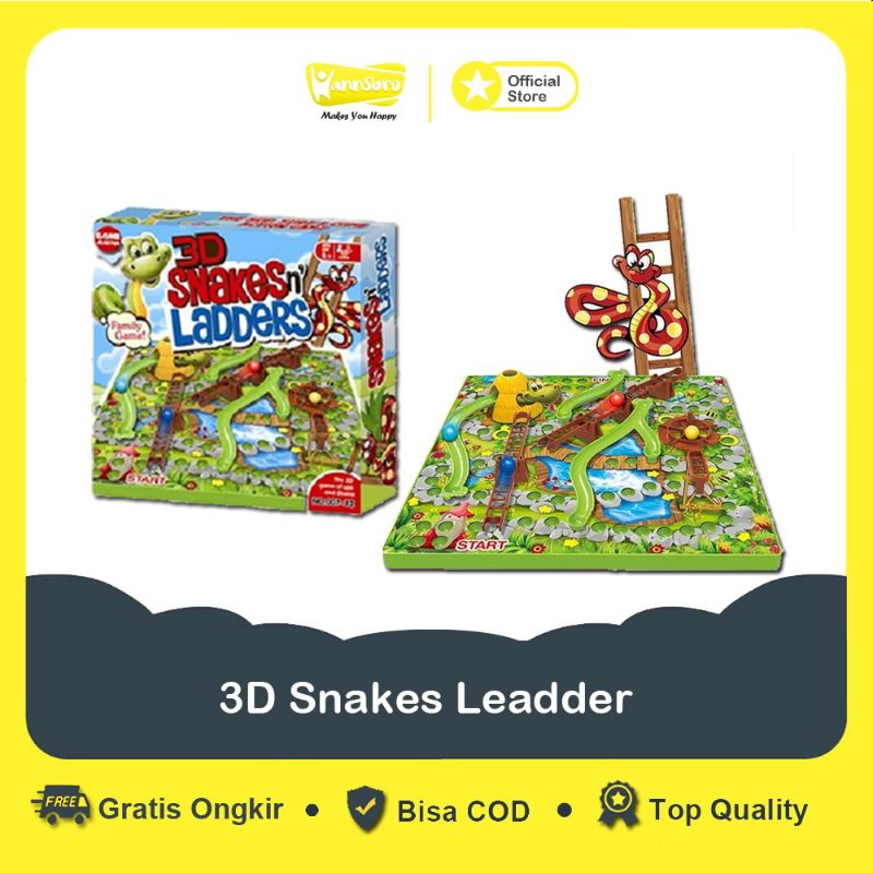 Jual HANNSBRO Mainan Ular Tangga 3D (Besar) /3D Snake Ladder / Mainan ...