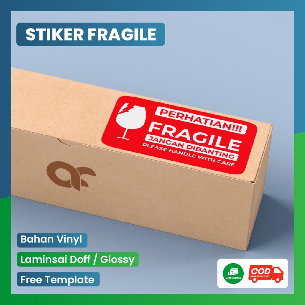 Jual stiker fragile | stiker fragile murah | ukuran 5 x 8 cm | stiker pengiriman label | fragile ...