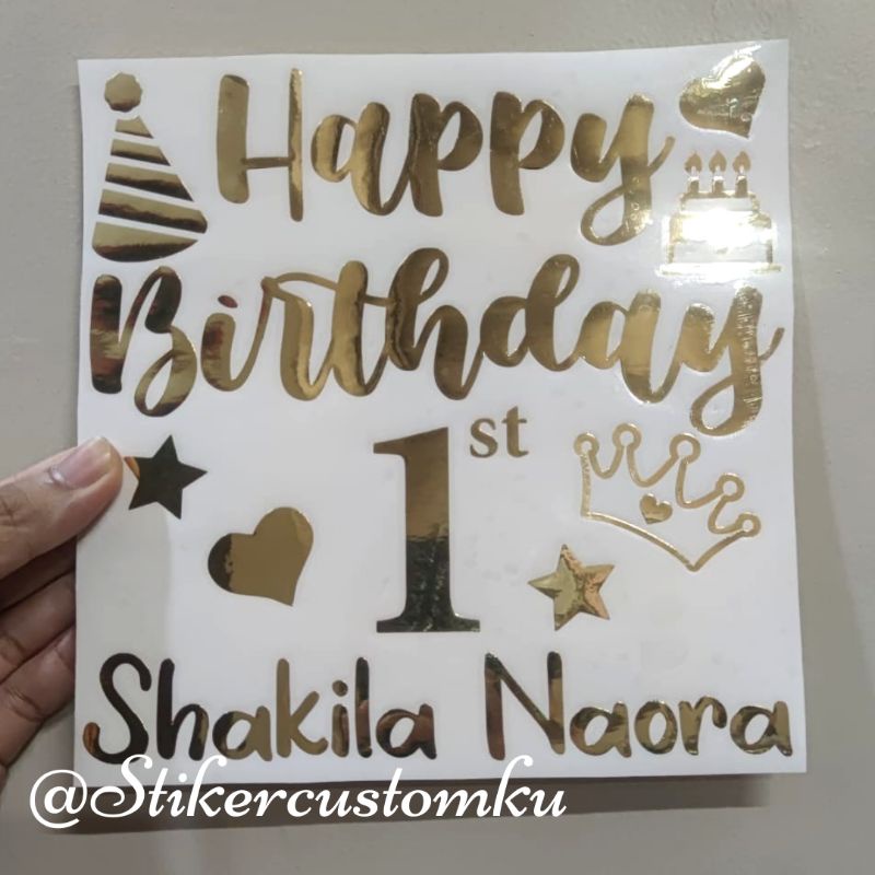 Jual Custom Stiker Balon PVC 10 inch Ukuran 15x15cm Warna Gold Metalic ...