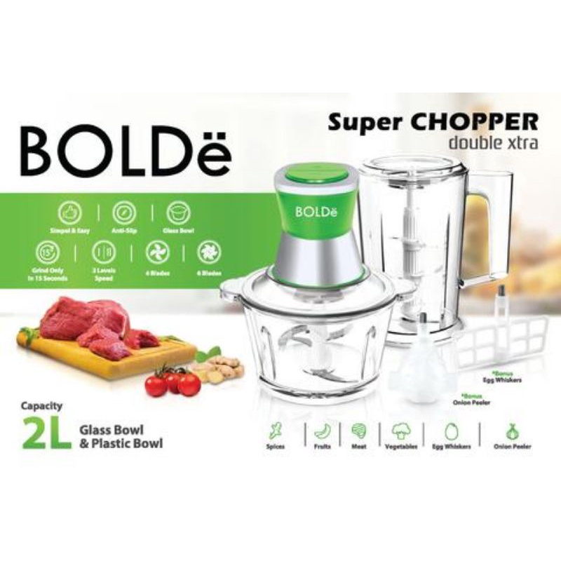 Jual BOLDE Super Chopper Double Extra 2 Liter Glass Bowl dan Plastic ...