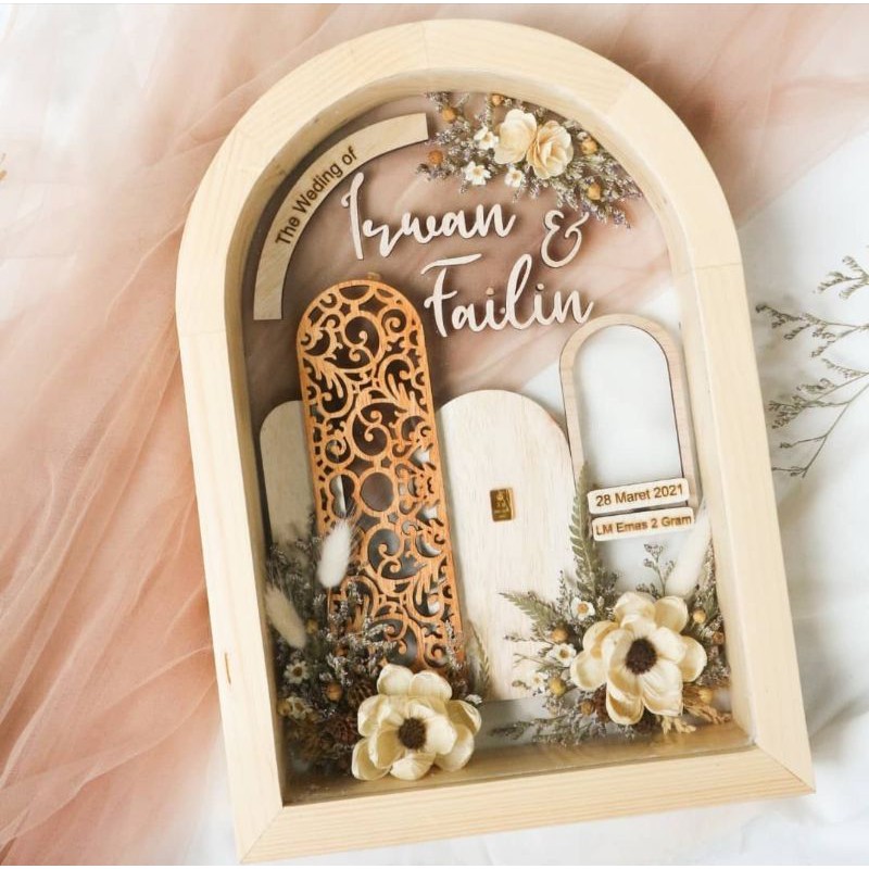 Jual CUSTOM MAHAR PERNIKAHAN TERRARIUM HEXAGON MAHAR UANG MAHAR RUSTIC KEKINIAN BINGKAI 3D LASER ...