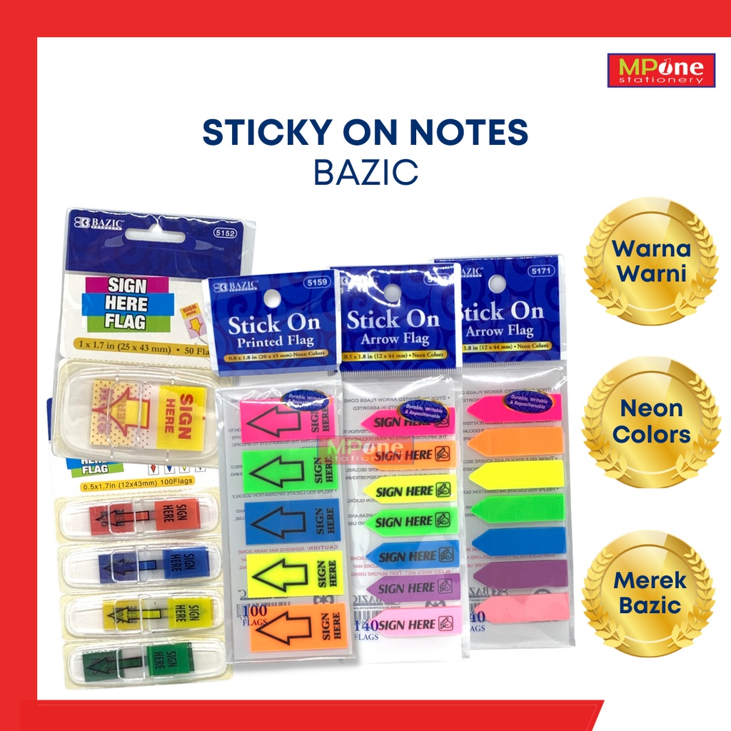 Jual Sticky Notes / Sticky On Sign Here / Sticky Note Bazic | Shopee ...