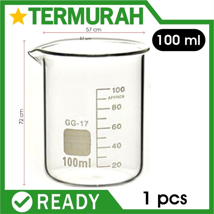 Jual Gelas ukur KACA 100ml measuring KIMIA GLASS LAB beaker takar ...