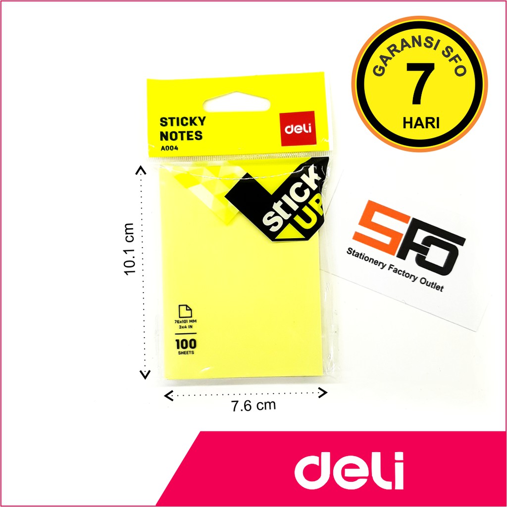 Jual Sticky Notes Deli 76mm x 101mm Polos - A004 | Shopee Indonesia