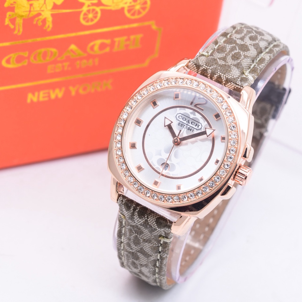 Jual Jam tangan Wanita COACH Kulit Mini Boyfriend Diamond Tanggal Aktif ...