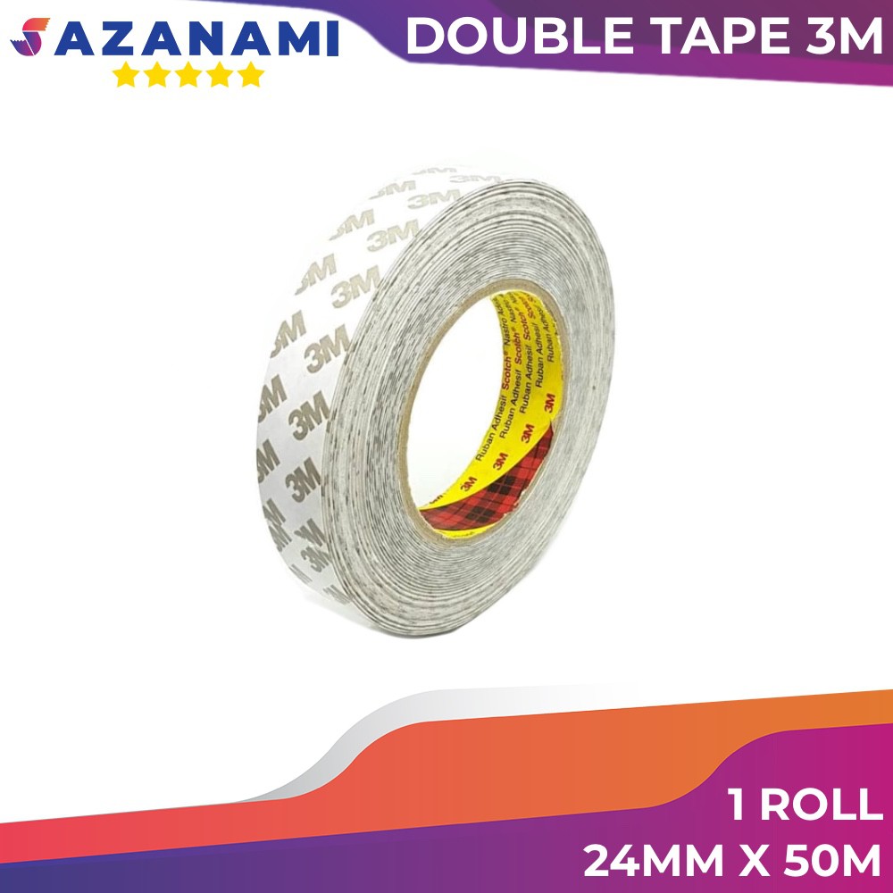 Jual DOUBLE TAPE 3M 1 INCH 24 MMM x 50M DOUBLETAPE ACRYLIC TISSUE TIPIS ...