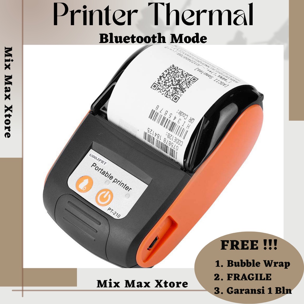 Jual Taffware Printer Thermal Printer Bluetooth 58mm JP-PT210 POS (Black/Orange) | Shopee Indonesia