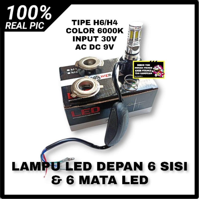 Jual LAMPU LED DEPAN 6 SISI DAN 6 MATA LED AC DC TIPE H6 H4 | Shopee Indonesia