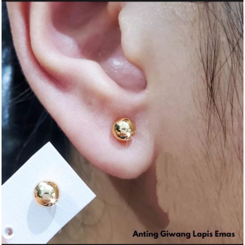 Jual giwang bulat polos simple perhiasan wanita titanium anting polos ...