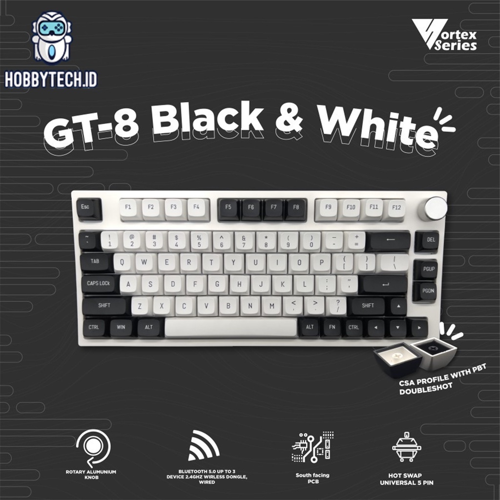 Jual VortexSeries GT-8 White & Black Wireless Mechanical - Gaming ...