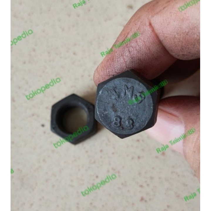 Jual baut mur baja 8.8 m10x30 drat halus Kunci 14 / baut mur baja drat halus m10x30 8.8 kunci 14 ...