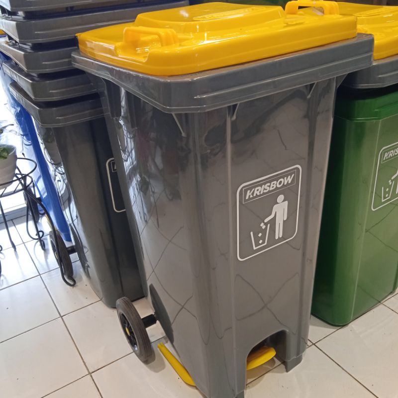 Jual Dust Bin Krisbow 120 Ltr Tempat Sampah Plastik pedal Outdoor | Shopee Indonesia