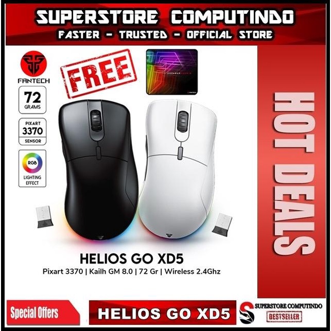 Jual Fantech Xd5 Helios Go Wireless Rgb Gaming Mouse | Shopee Indonesia