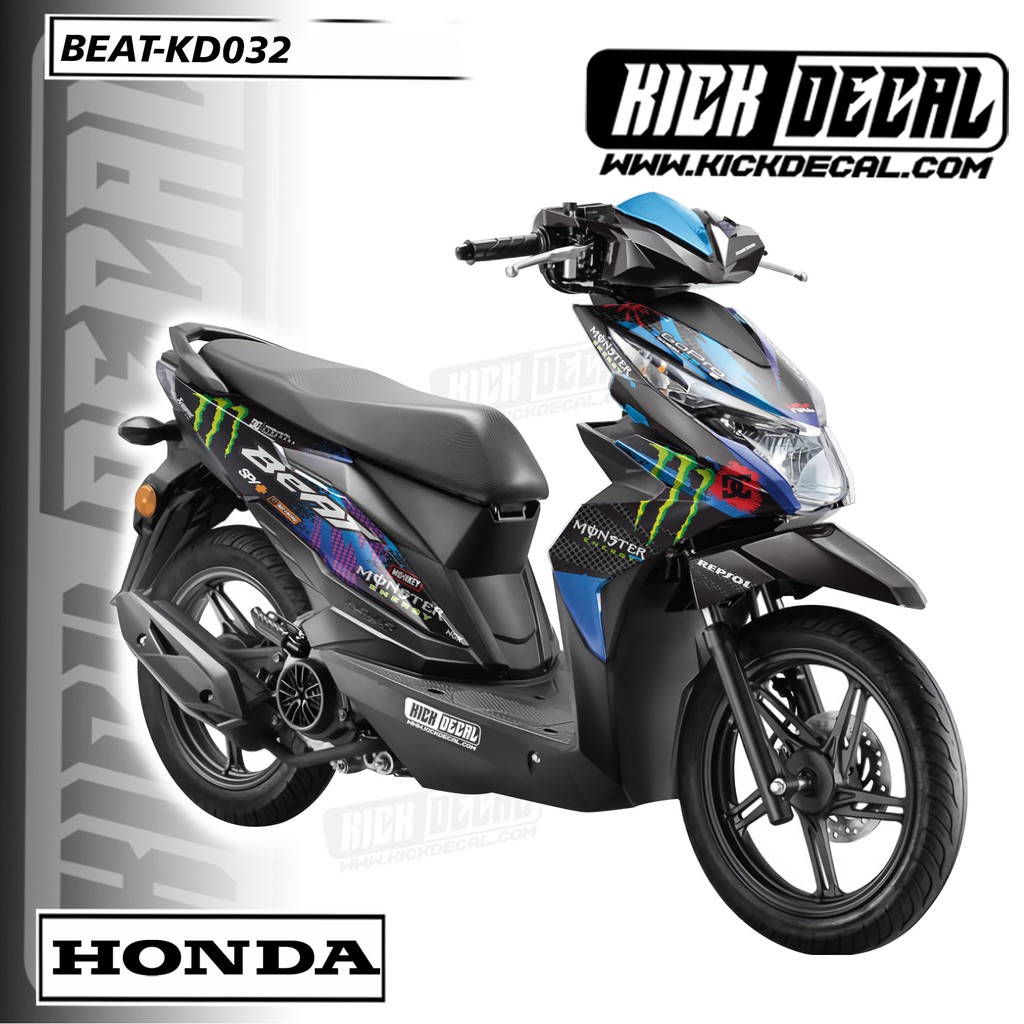 Jual STICKER DECAL MOTOR HONDA BEAT BIRU HITAM VARIAN KD032 | Shopee ...