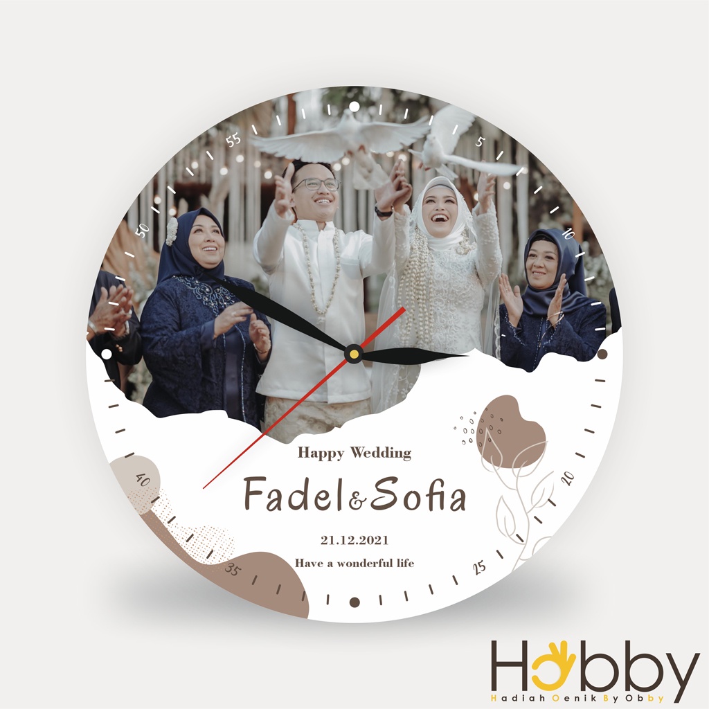Jual JAM DINDING CUSTOM KAYU FOTO NAMA KADO PERNIKAHAN UNIK HADIAH ...