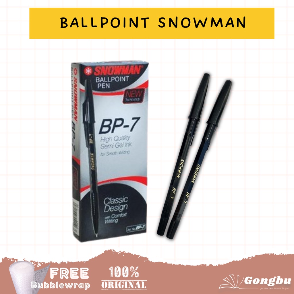 Jual SNOWMAN BP-7 HITAM BALLPOINT PEN / BULPEN PULPEN BOLPOIN | Shopee Indonesia