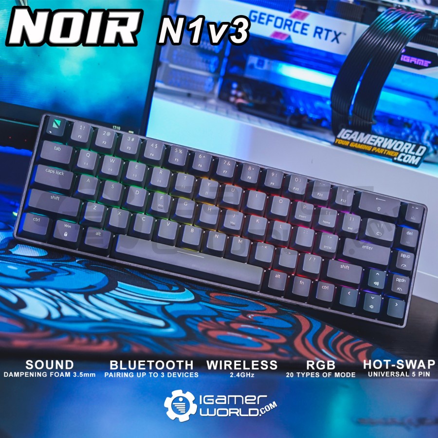 Jual Noir N1v3 N1 65% Grey Wireless Mechanical Gaming Keyboard | Shopee ...