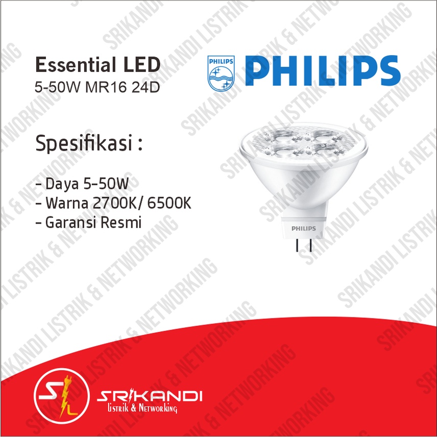 Jual LAMPU PHILIPS Essential LED 5-50W 6500K MR16 24D | Shopee Indonesia