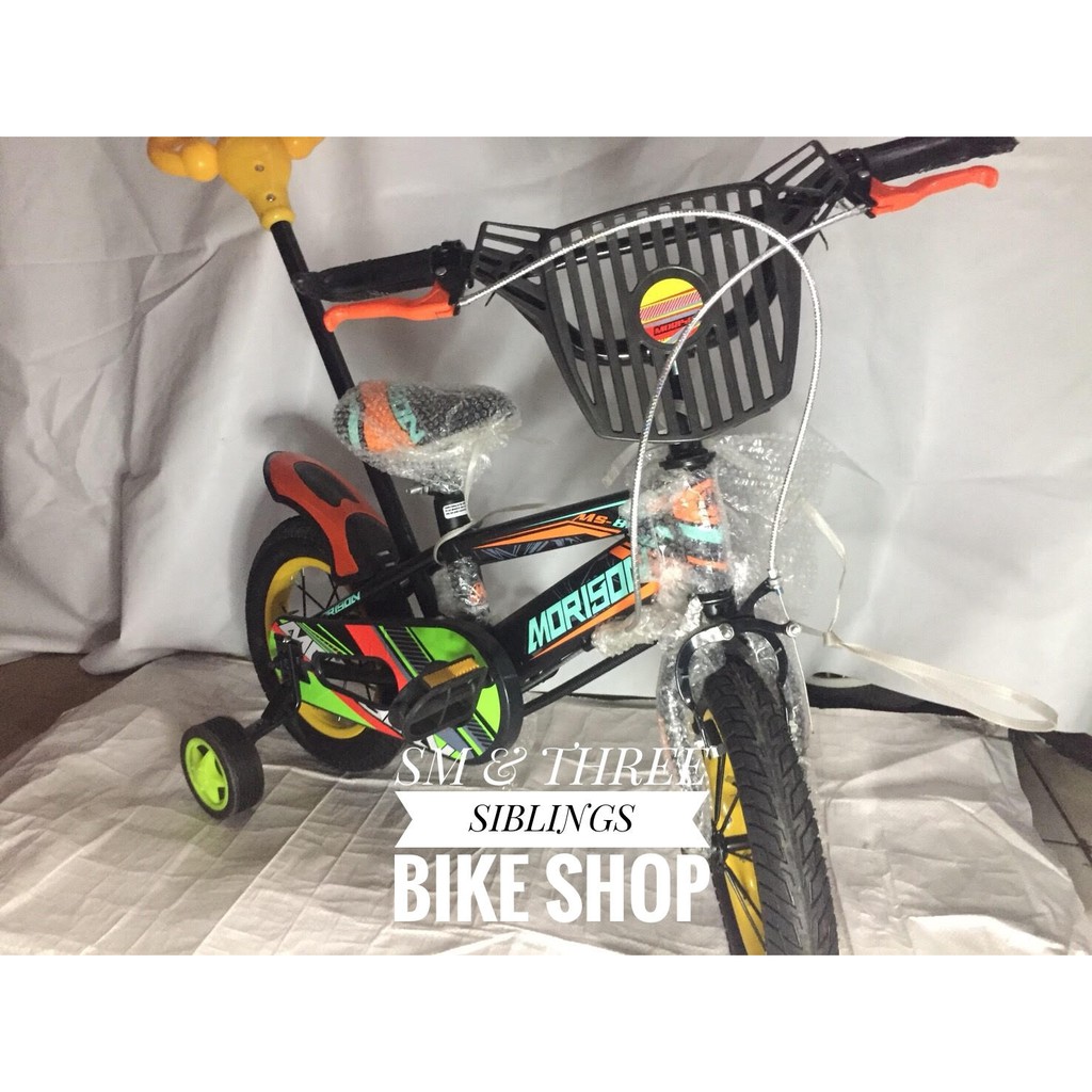 Jual SEPEDA ANAK MORISON BLACK TOSCA ORANGE DENGAN DORONGAN 12 INCH ...