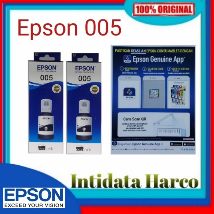 Jual TINTA BOTOL EPSON T 005 ( T005 ) BLACK ORIGINAL 100% 005 B BK ...