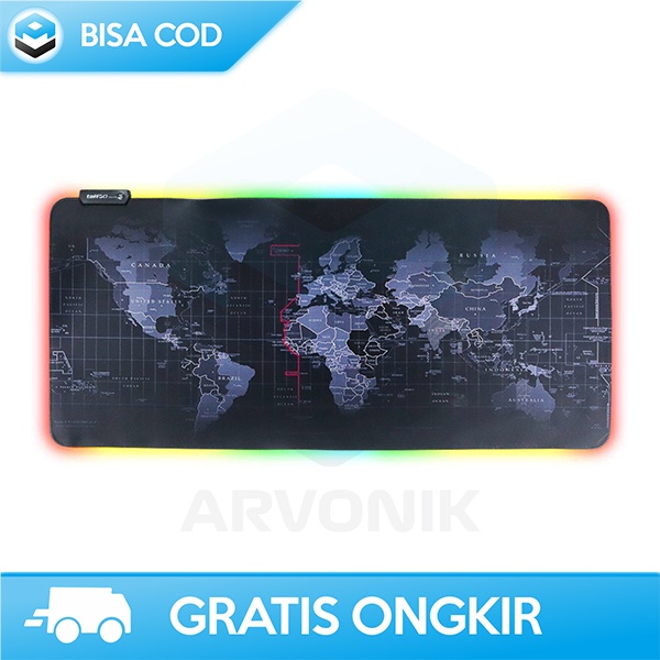 Jual MOUSE PAD PETA DUNIA XL BESAR LED RGB GAMING USB CABLE PLUG N PLAY ...