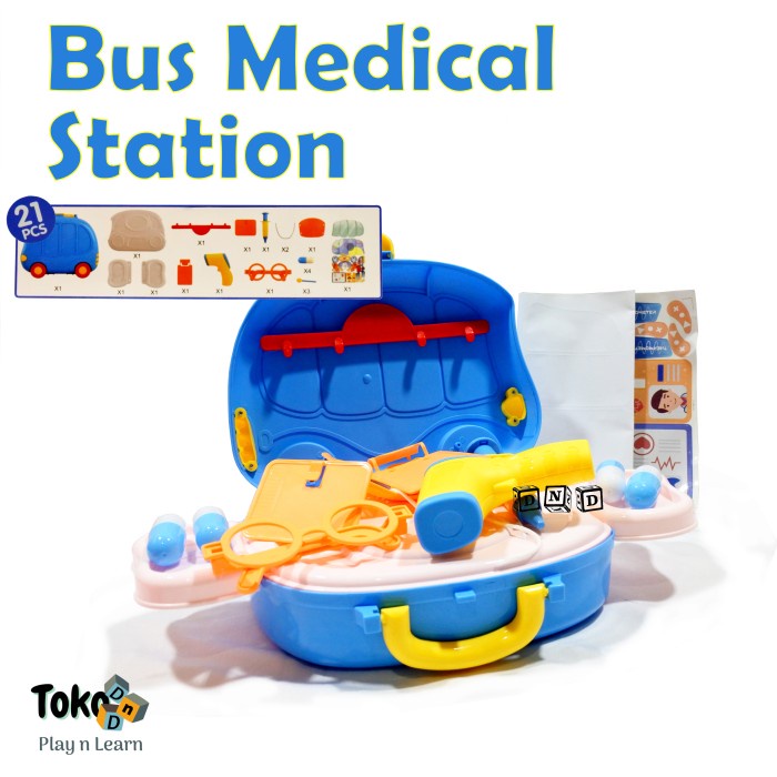 Jual Mainan Anak Bus Medical Station Doctor Play Set Koper Alat Dokter ...