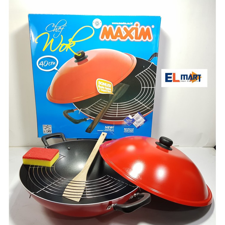 Jual Maxim wajan non stick chef wok 40cm 40 cm penggorengan dengan ...